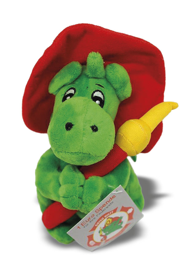 Grisu der kleine Drache mit Strahlrohr 17 cm Plüschfigur